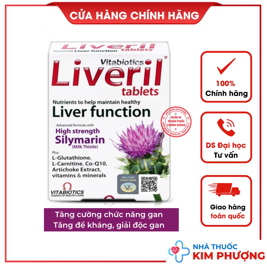 Viên uống LIVERIL Tablets Tăng cường chức năng gan, Giải độc gan, tăng ...