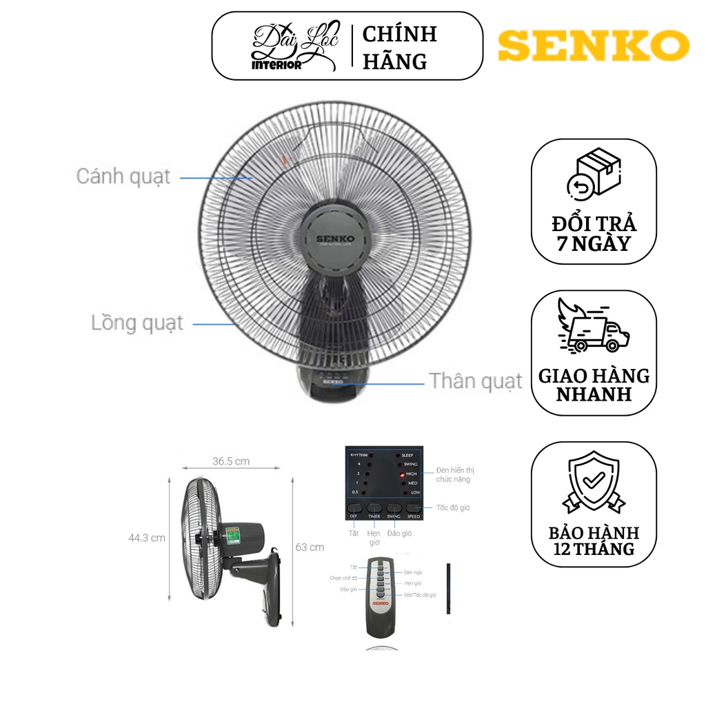 Quạt Treo Tường Senko TR1628 Chính Hãng & Điều Khiển Từ Xa | Shopee ...