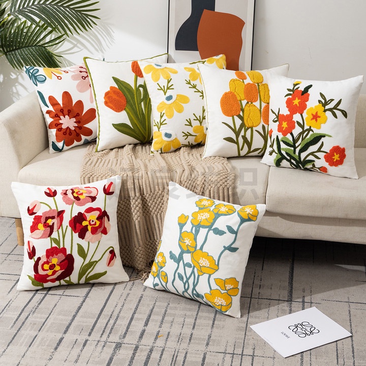 Vỏ Gối Tựa Lưng Vải Canvas Thêu Hoa Trang Trí Nhà Cửa / Văn Phòng ...
