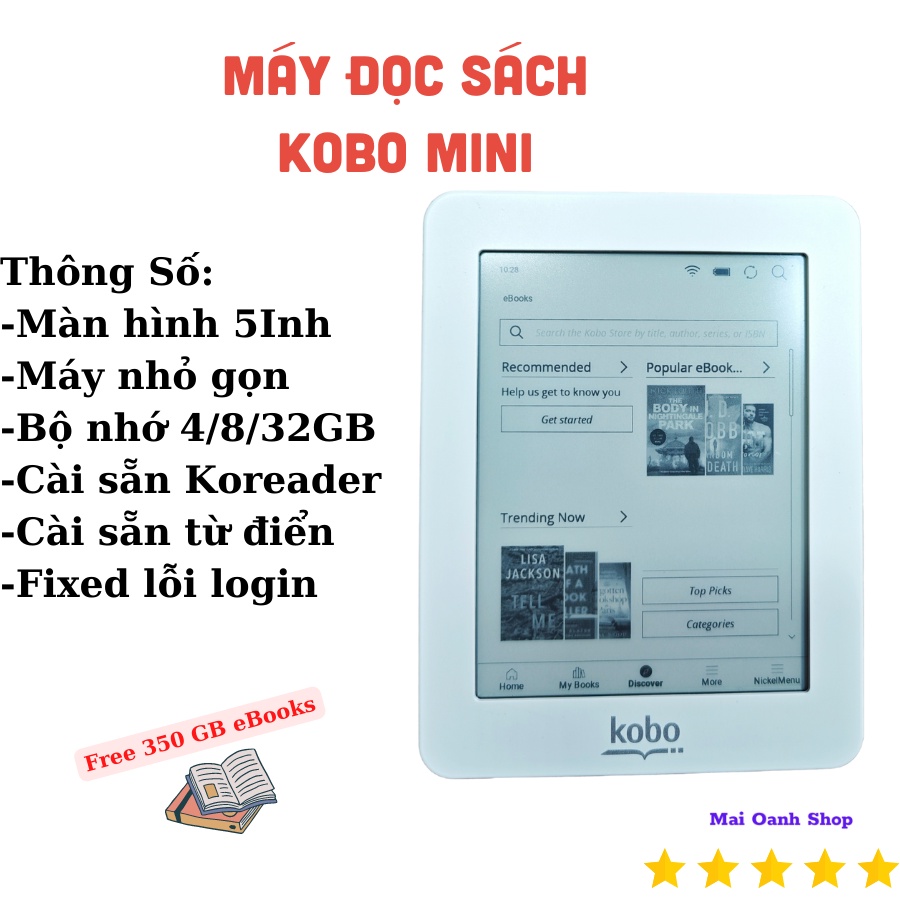 Máy Đọc Sách Kobo Mini 5 Inch - Đã Cài Koreader và Patch | Shopee Việt Nam