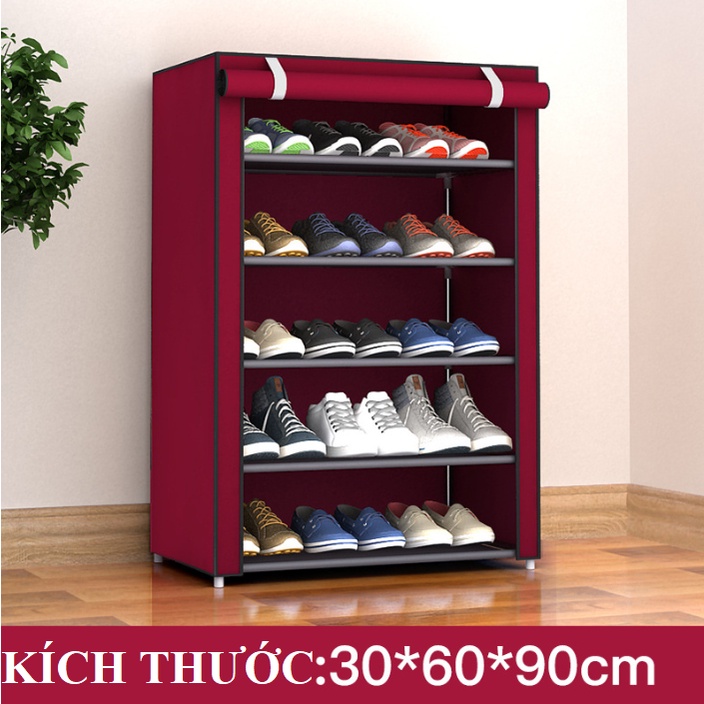 Tủ giày tủ đựng giày dép 5 tầng khung inox trơn vải không dệt chống ...