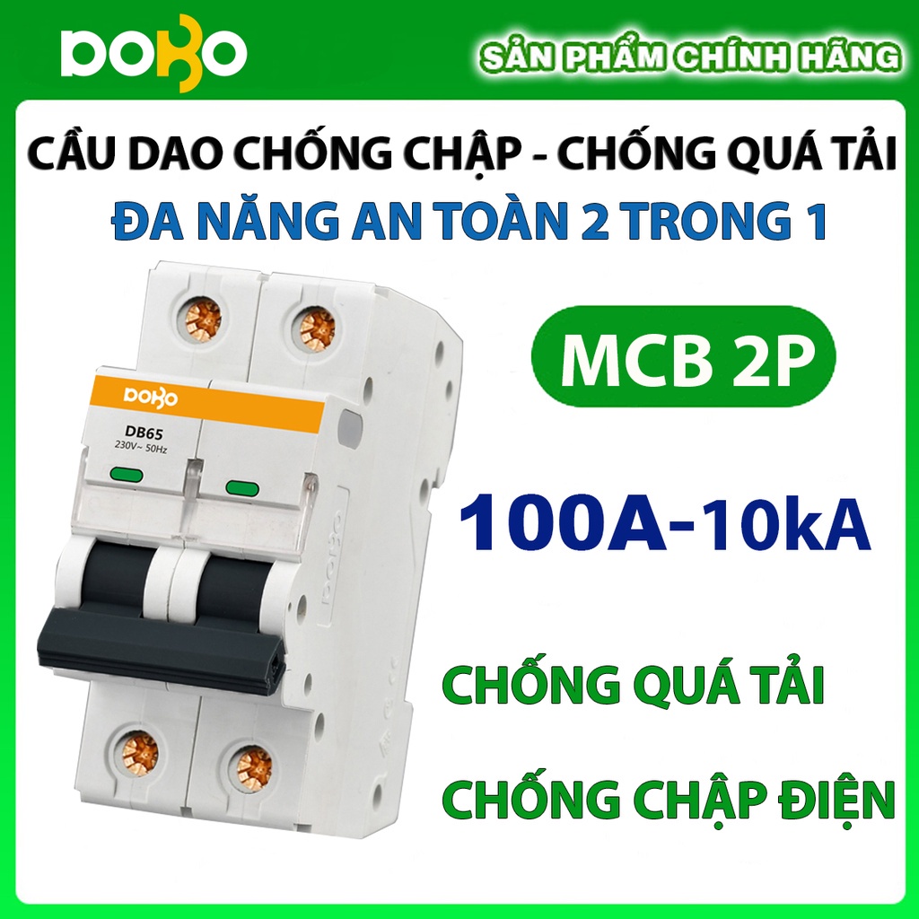 Cầu Dao Tự Động MCB DOBO KOREA 2P 100A 6kA Loại Tốt CHỐNG CHẬP - CHỐNG QUÁ TẢI SIÊU NHẠY ...