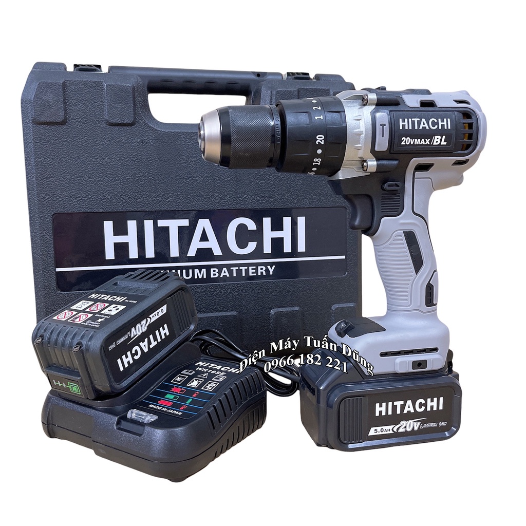 Máy khoan dùng pin Hitachi 20V Động Cơ Không Chổi Than Đầu kẹp 13ly ...