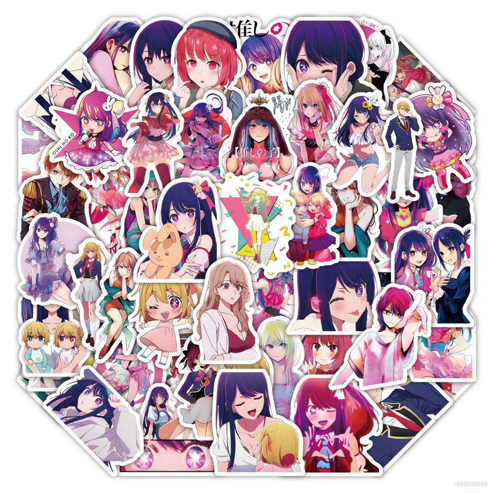 Set 50 Sticker OSHI NO KO Hoshino Ai Dán Trang Trí Ván Trượt Laptop ...