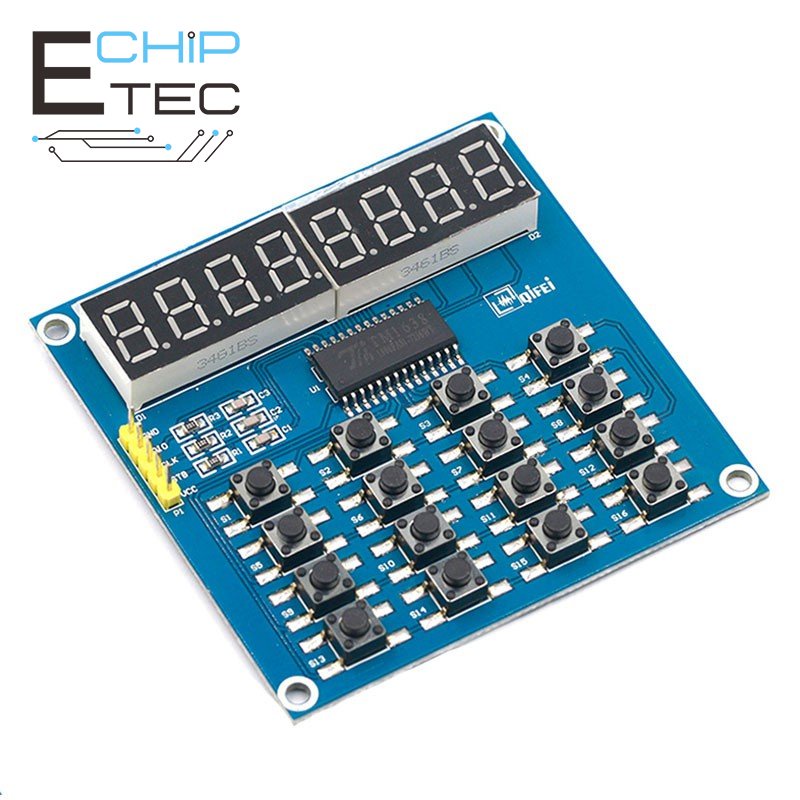 1 CÁI TM1638 Màn hình LED Mô-đun ống kỹ thuật số 8-Bit 3 dây 16 phím 8 ...