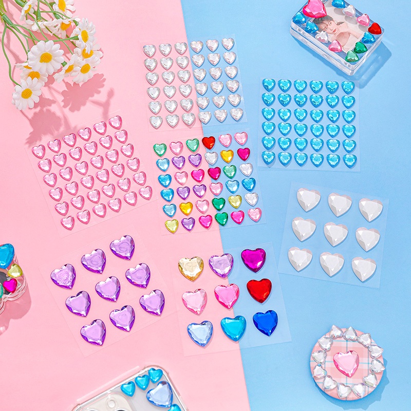 Sticker Kim Cương 3D Hình Trái Tim Nhiều Màu Sắc Dùng Trang Trí ...