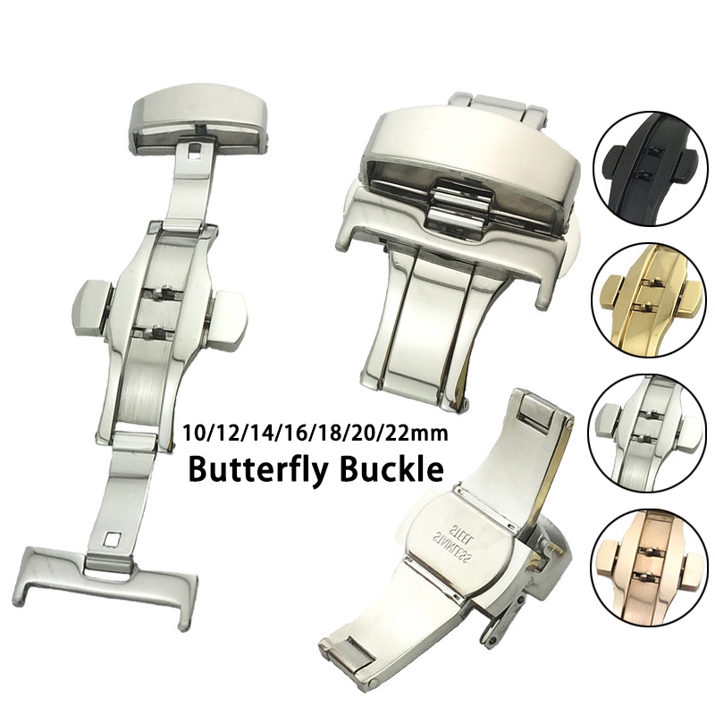 Dây Đeo Đồng Hồ Bằng Thép Không Gỉ 304 Khóa Bấm Đôi 10mm 12mm 14mm 16mm 18mm 20mm 22mm | Shopee ...