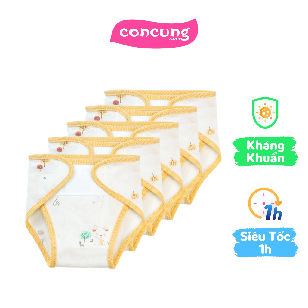 Set 5 tã vải sơ sinh Animo BA1022078 (NB,Vàng họa tiết) | Shopee Việt Nam