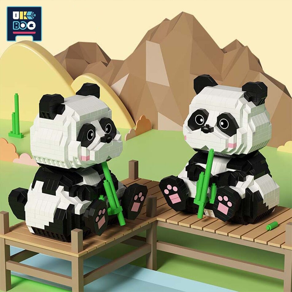 Panda Creative Microblocks Animal Dễ thương Bamboo Panda Pen Holder DIY ...