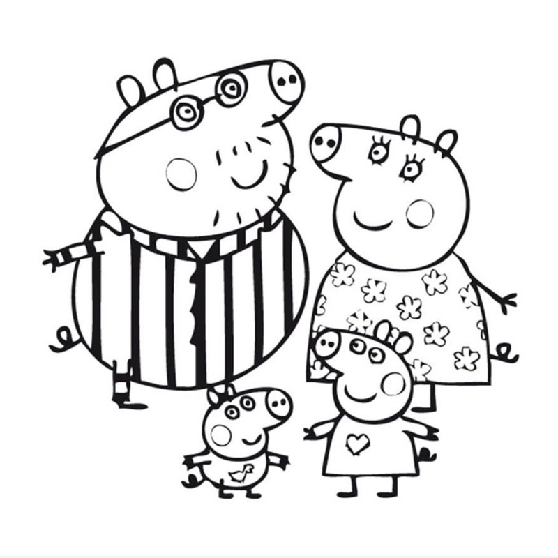 Heo Peppa - Set 30 Tờ Tranh Tô Màu Kích Thước A4 A5 Dành Cho Màu Sáp ...
