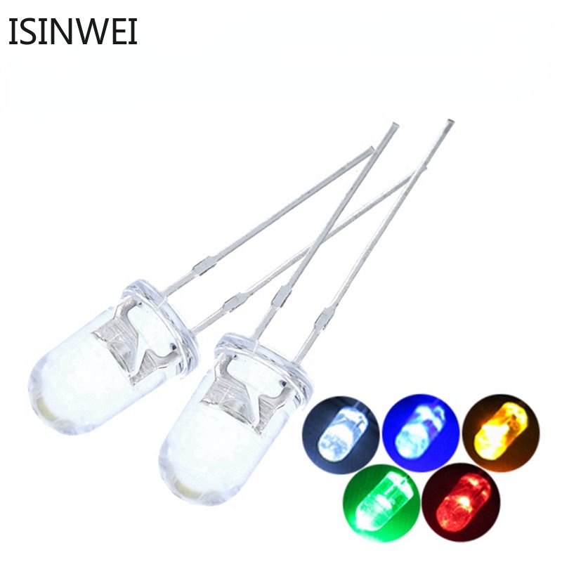 Set 100 Đèn LED Diode F5 Hình Tròn Trong Suốt Siêu Sáng 5mm Màu Xanh Lá ...