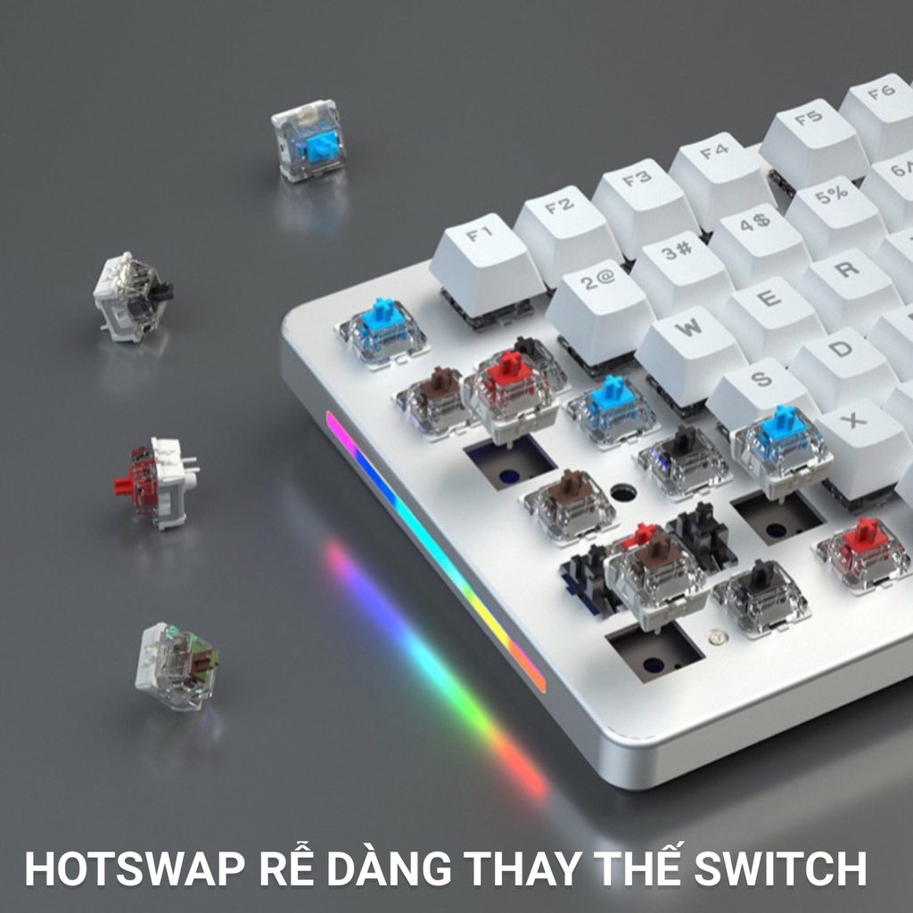 Bàn Phím Cơ Gaming Hotswap Có Dây Nút Vuông Dây Có Thể Tháo Rời 2 Phiên ...