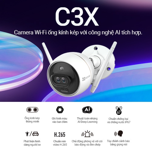 Camera WIFI Ngoài Trời EZVIZ C3X 1080P, IP67, Ghi Hình Màu, AI Phát ...