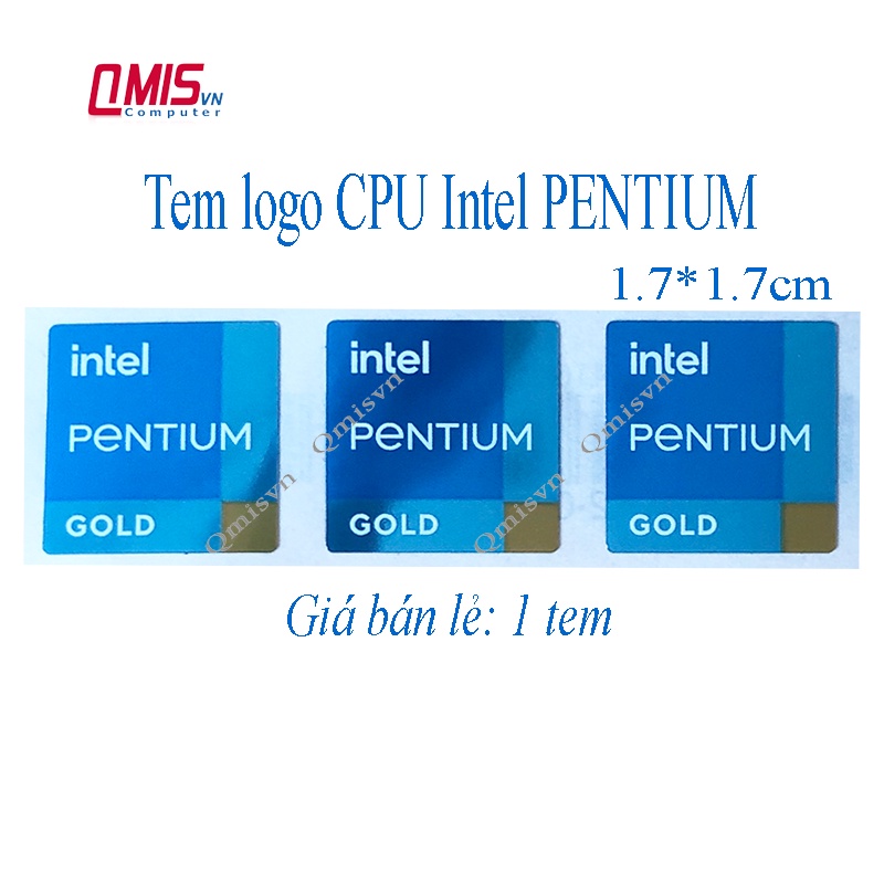 1 CÁI TEM LOGO CPU INTEL Pentium gold 1.7*1.7cm - Tem dán logo CPU cho ...