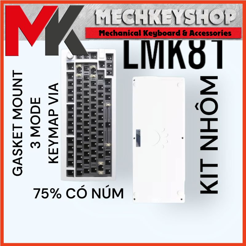 Bộ kit bàn phím cơ LMK81 Nhôm Aluminium Keymap VIA 3 mode Gasket Mount ...