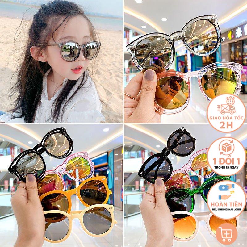 Kính màu gọng tròn to che nắng chắn bụi chụp hình cho bé phong cách ...