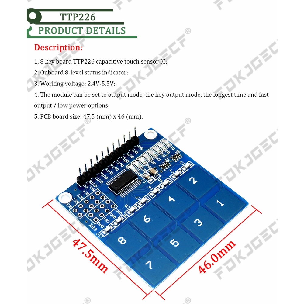 Mô Đun Cảm Ứng Kỹ Thuật Số TTP223 / TTP224 / TTP226 / TTP229 Jog 1 / 4 / 8 / 16 Kênh TTP223B ...