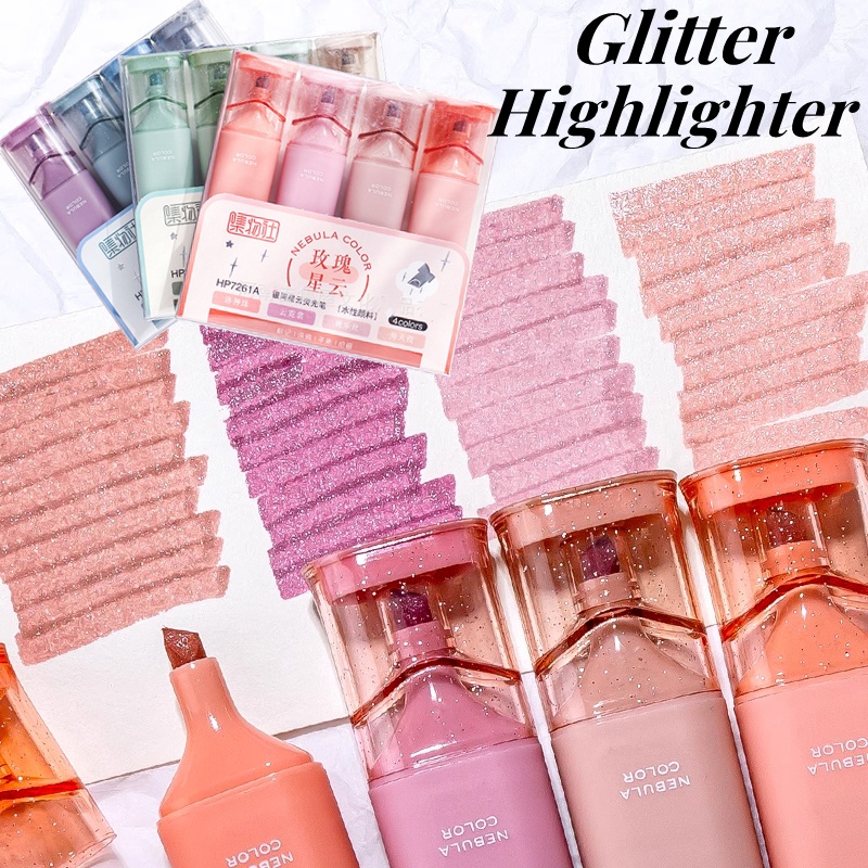 4 Cái / bộ Lấp Lánh Highlighter Morandi Color Marker Linh Hoạt Dòng ...