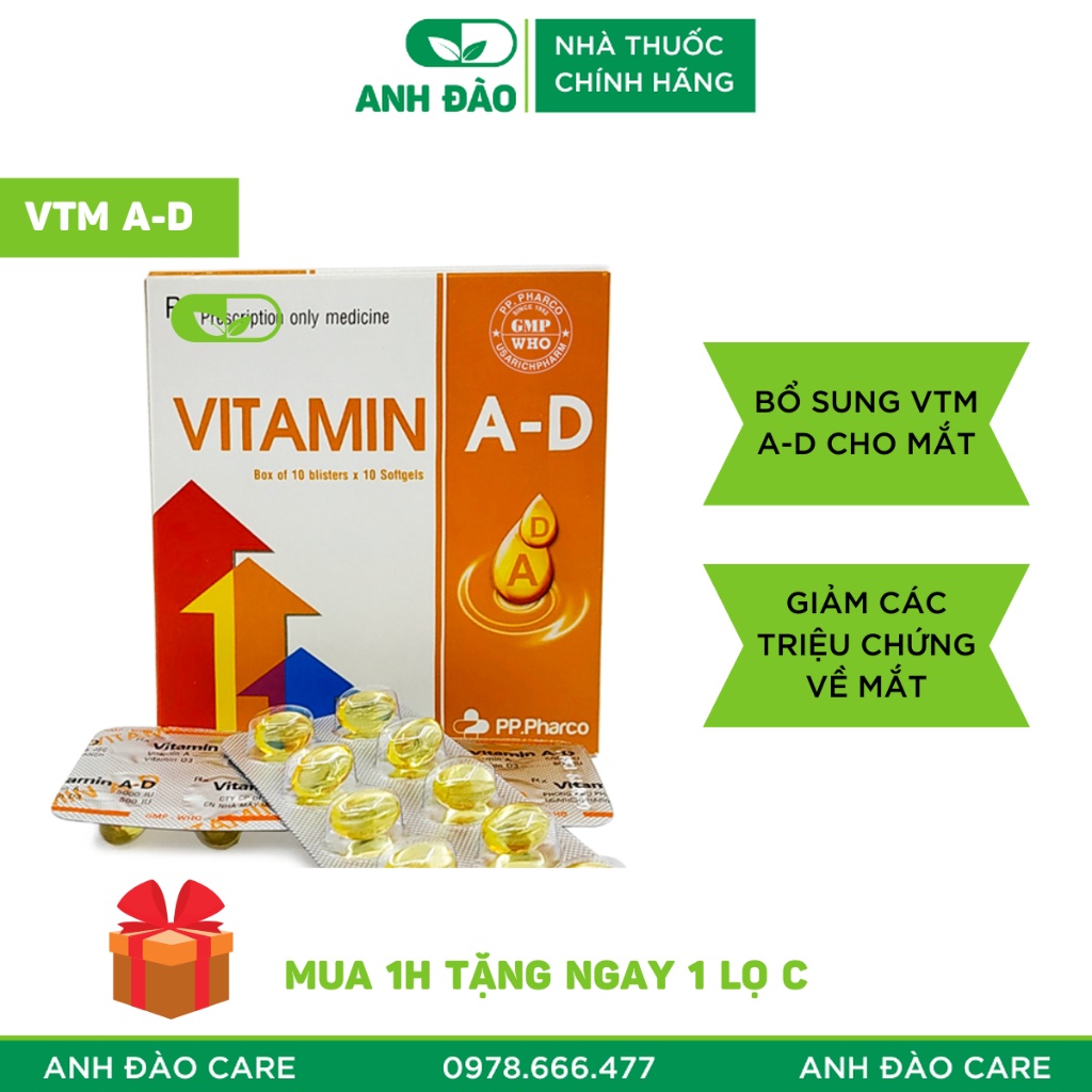 Vitamin A-D-Bổ sung VTM A-D cho mắt (Tùy đợt mẫu) -NHÀ THUỐC ANH ĐÀO ...