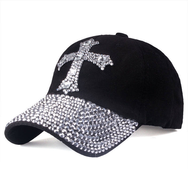Hat Men's and Women's Diamond Baseball Cap Cross Labeling Peaked Cap ...