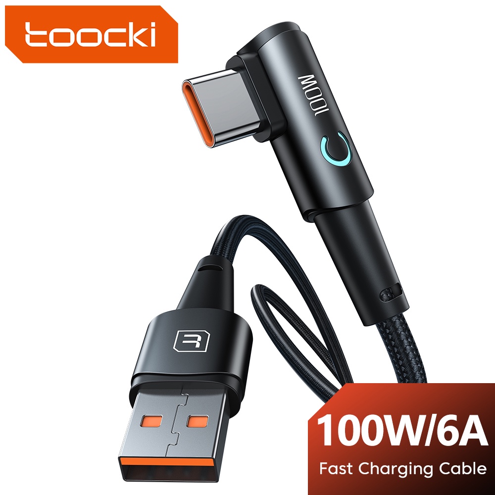 Cáp Sạc Nhanh Toocki USB Type C PD100W 60W 90 Độ 20W C-L Có Đèn LED | Shopee Việt Nam