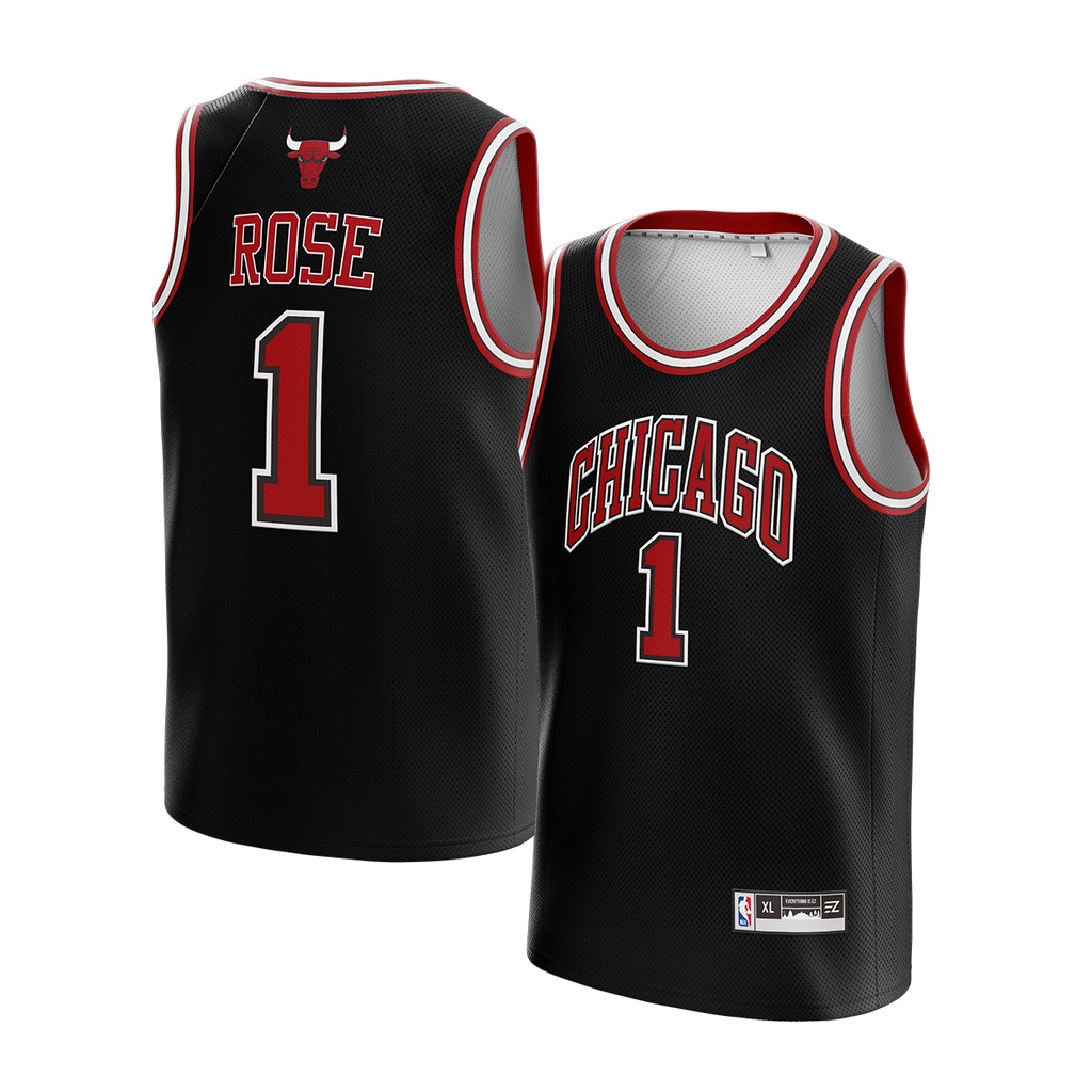 Áo Bóng Rổ Jersey Derrick Rose Chicago Bulls Black Swingman NBA Baju ...