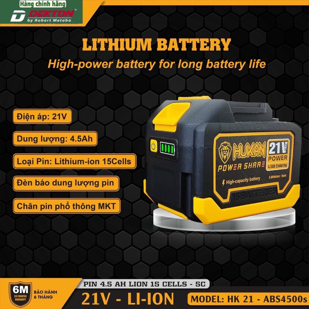 Pin HUKAN 15cell 21V chân pin phổ thông dung lượng cao - Pin chân phổ ...