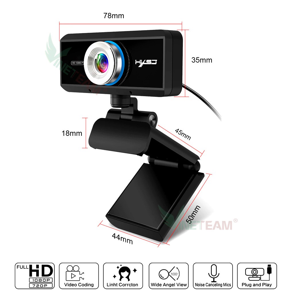Webcam HXSJ S4 USB3.0 2.0 ,độ phân giải full HD 1080,Điều Chỉnh 360 ...