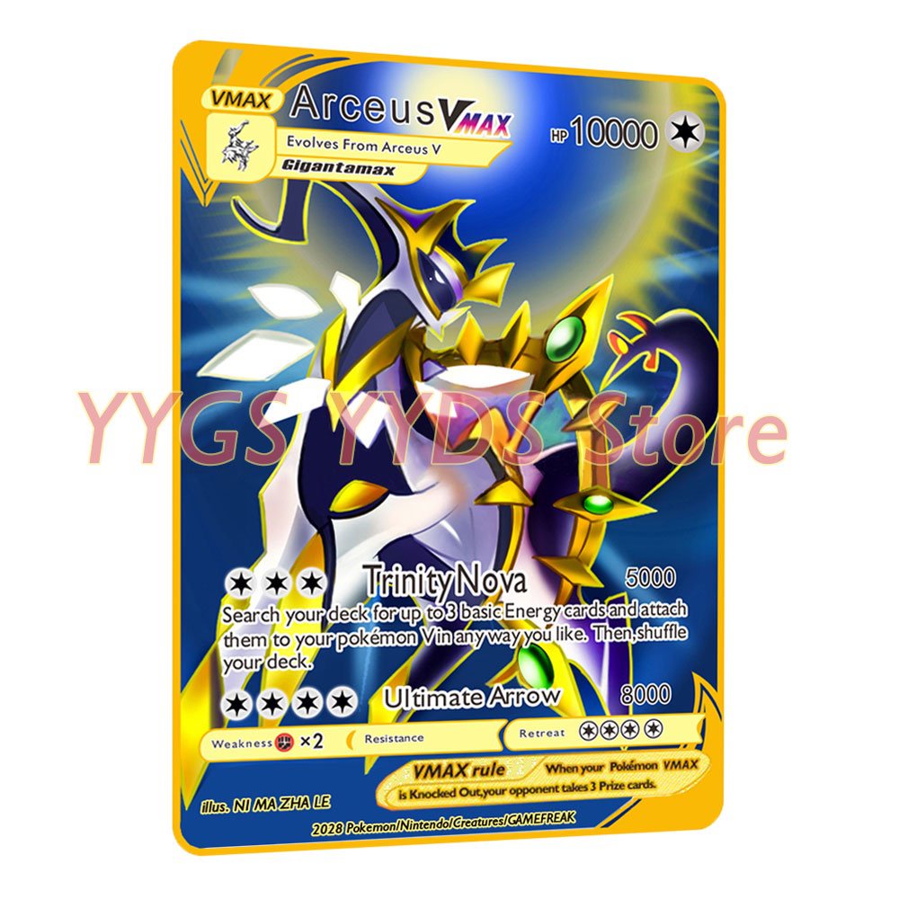 10000 horsepower Arceus Vmax Pokemon card metal English YU GI OH ...