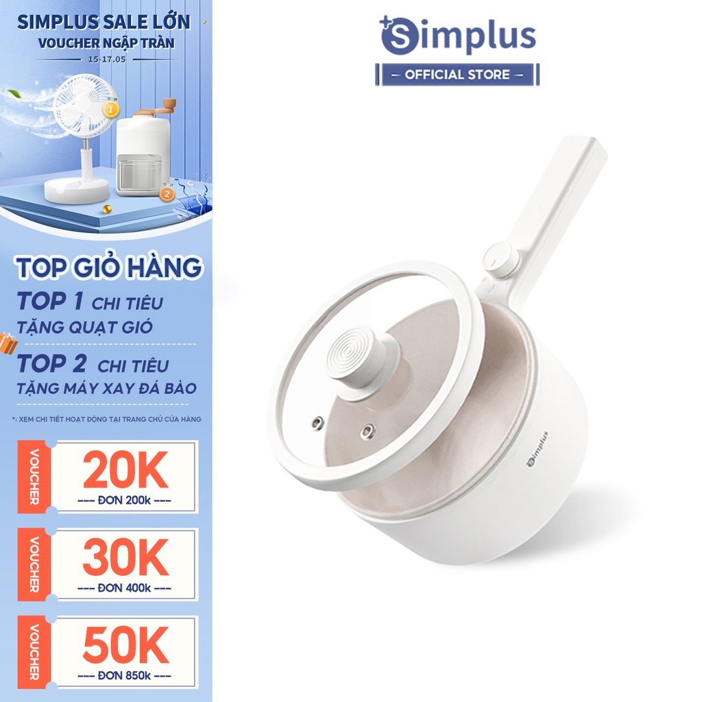 Nồi điện đa năng Simplus 1.5L, Nồi lẩu mini tiện lợi, lớp chống dính ...