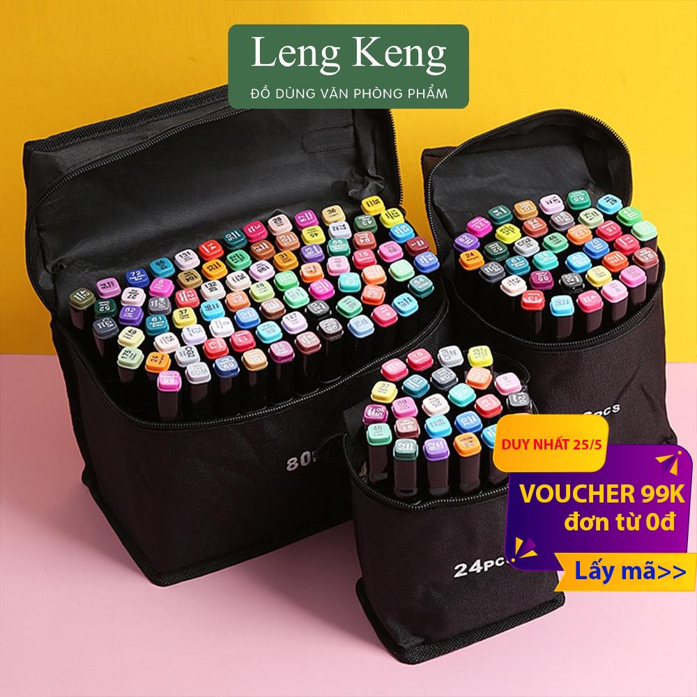 Bút dạ Marker Touch 48 màu văn phòng phẩm LENG KENG kèm túi vải họa cụ ...