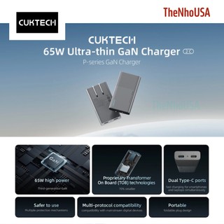 Củ sạc nhanh Cuktech Ultra Slim 65W 2 cổng type C AC65B2 PD PPS QC4 ...