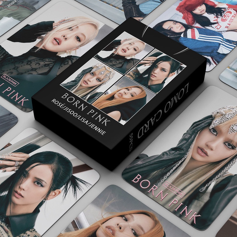 55pcs/box BLACK-PINK 2022 Album BORN PINK Photocards LISA ROSE JISOO ...