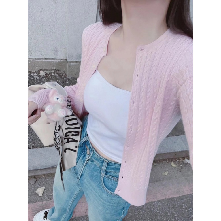 Áo len Ralph-Lauren 2023 vặn thừng thêu hình pony cổ tròn dáng ôm ...