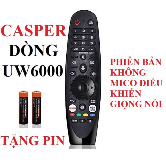 Remote điều khiển tivi CASPER DÒNG UW6000 W1 PHIÊN BẢN CÓ micro điều ...