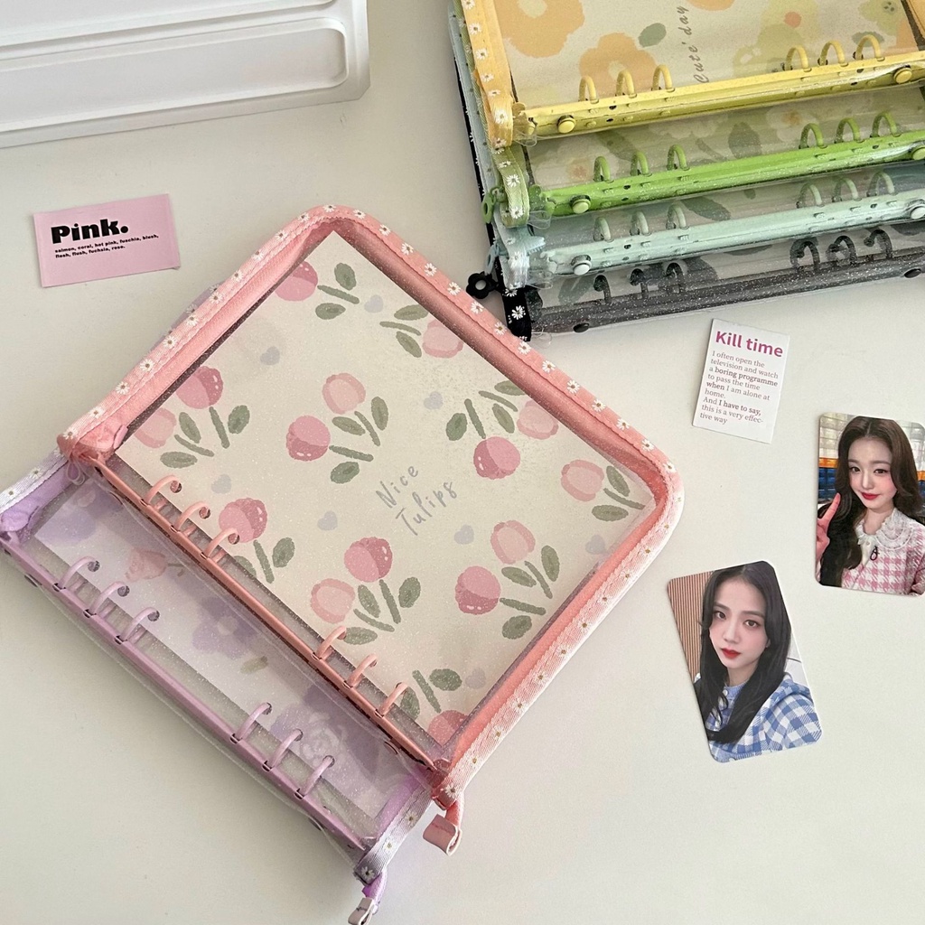 [Chất kết dính dây kéo màu hoa cúc A5] Ins Hàn Quốc lấp lánh trong suốt Lá rời K-pop Photocard ...