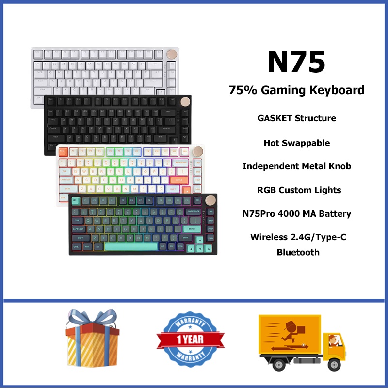 Bàn Phím Cơ Chơi Game Không Dây VGN N75 75% RGB Kèm Núm Vặn | Shopee Việt Nam