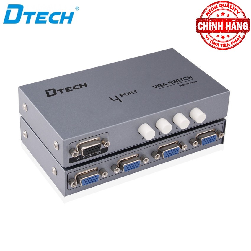 Switch bộ chia cổng VGA 4 ra 1 (4 máy tính ra 1 màn hình) Dtech DT-7034 | Shopee Việt Nam