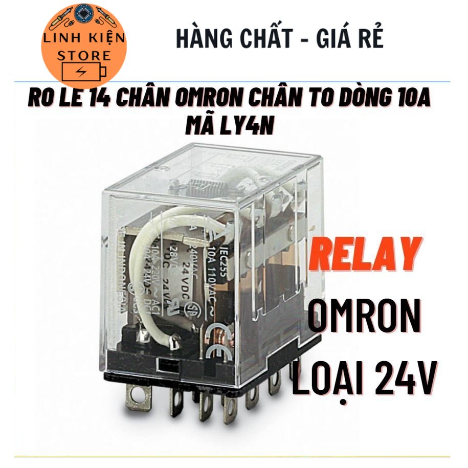 Relay OMRON LY4N 12V - 24V - 220V 14 chân 10A , Rơ le trung gian, relay 220V10A 14 chân (Chân To ...