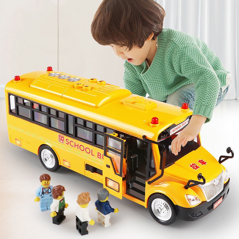 School bus toys for children with open doors, lights and sound | Shopee ...