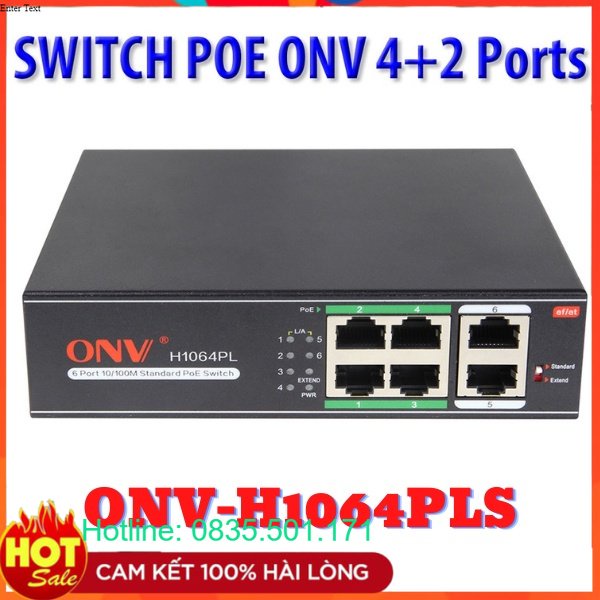 Switch POE Port ONV H1064PLS 4 Cổng POE Cấp Nguồn Qua Dây Mạng, Dùng ...
