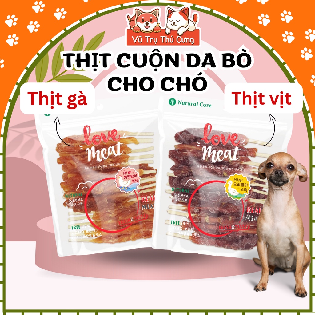 Snack cho chó cuộn Da bò Natural Core 160g - Vị thịt gà, thịt vịt ...