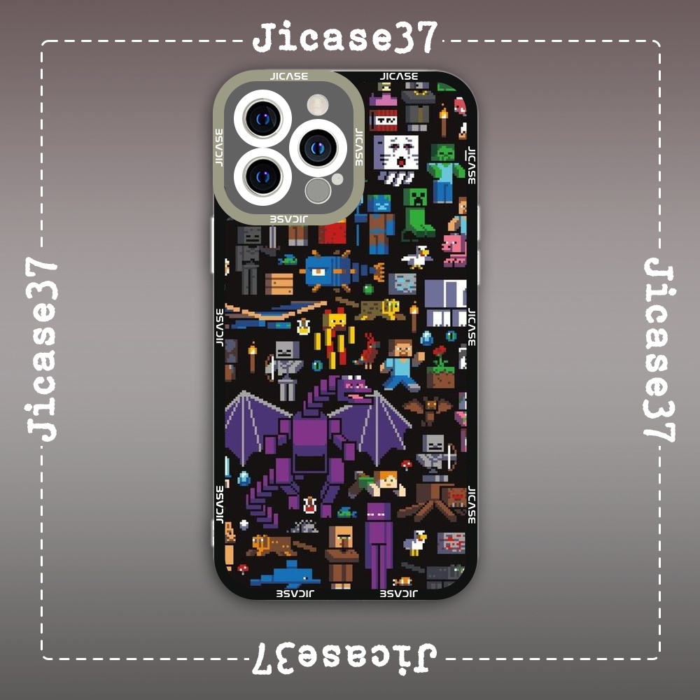 Ốp lưng iphone cạnh vuông Jicase Minecraft Collage Aesthetic Game Sinh ...