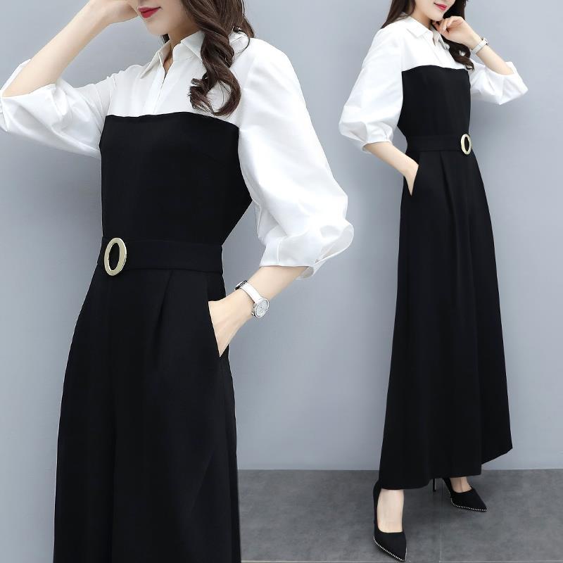 Black jumpsuit women's Korean style casual temperament wide leg ...