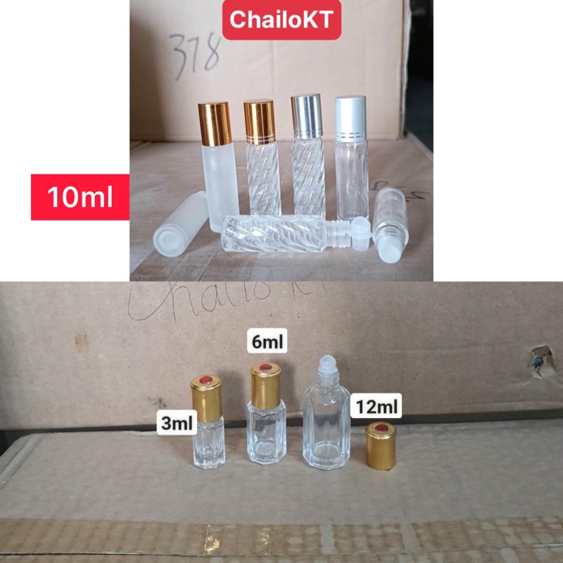 Chai Bi lăn nắp vàng 3ml 6ml 10ml 12ml /bi lăn thuỷ tinh/chai lăn/vỏ ...
