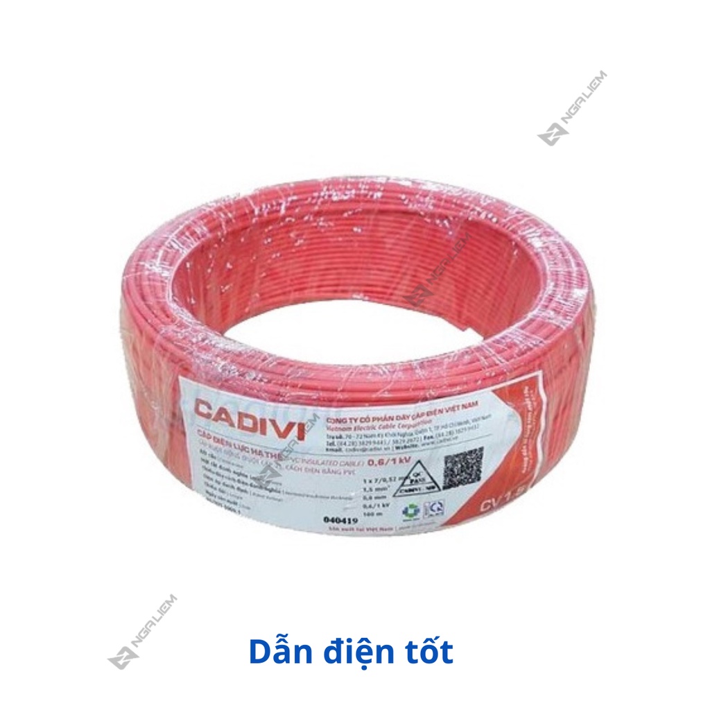 Dây Điện Đơn CV (1.0 - 1.5 - 2.0 - 2.5 - 3.5 - 4.0 - 5.5 - 6.0mm) CADIVI (Bán Cuộn 100 MÉT ...
