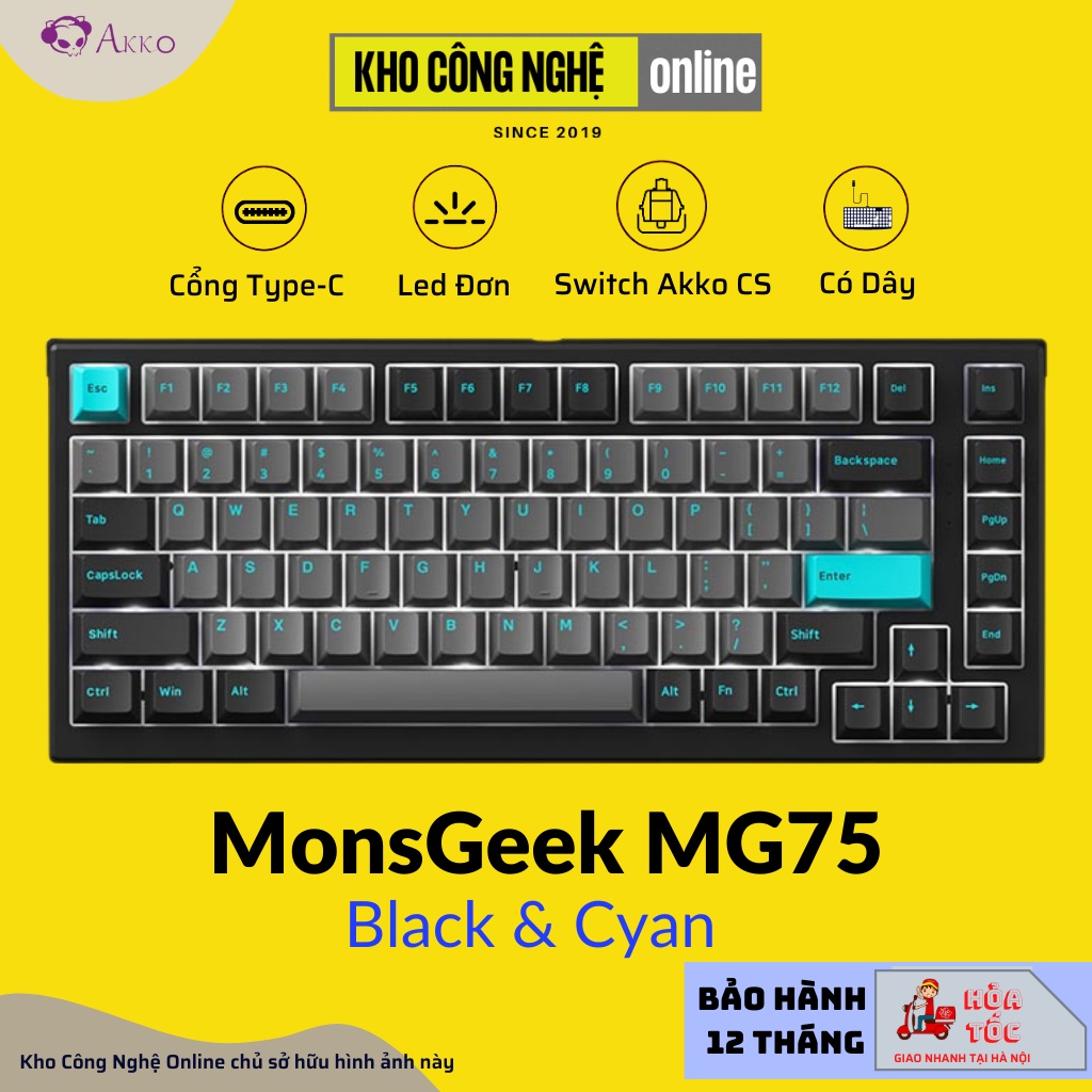 Bàn phím cơ MonsGeek MG75 Black & Cyan / MG75 Prunus Lannessiana (White ...