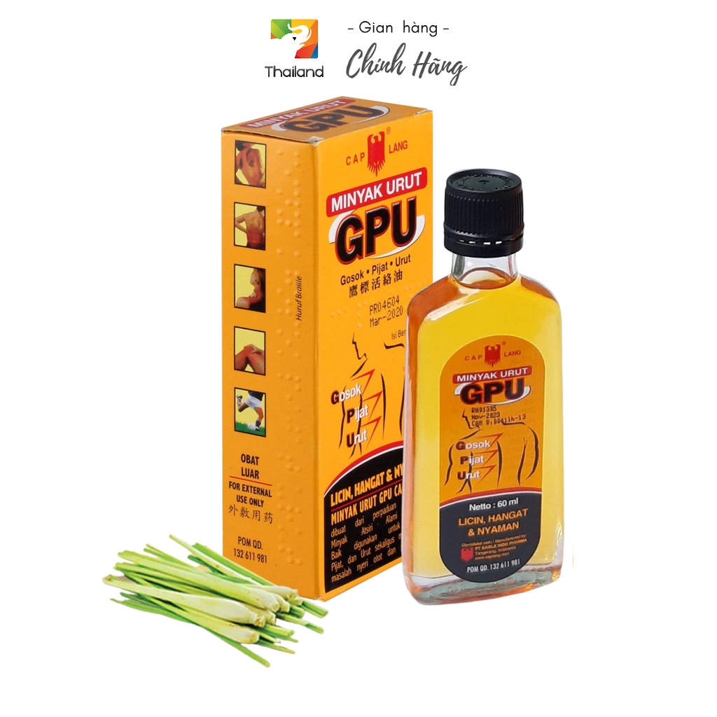 Dầu nóng xoa bóp hiệu con ó MinYak Urut GPU Cap Lang 60ml Thái Lan ...