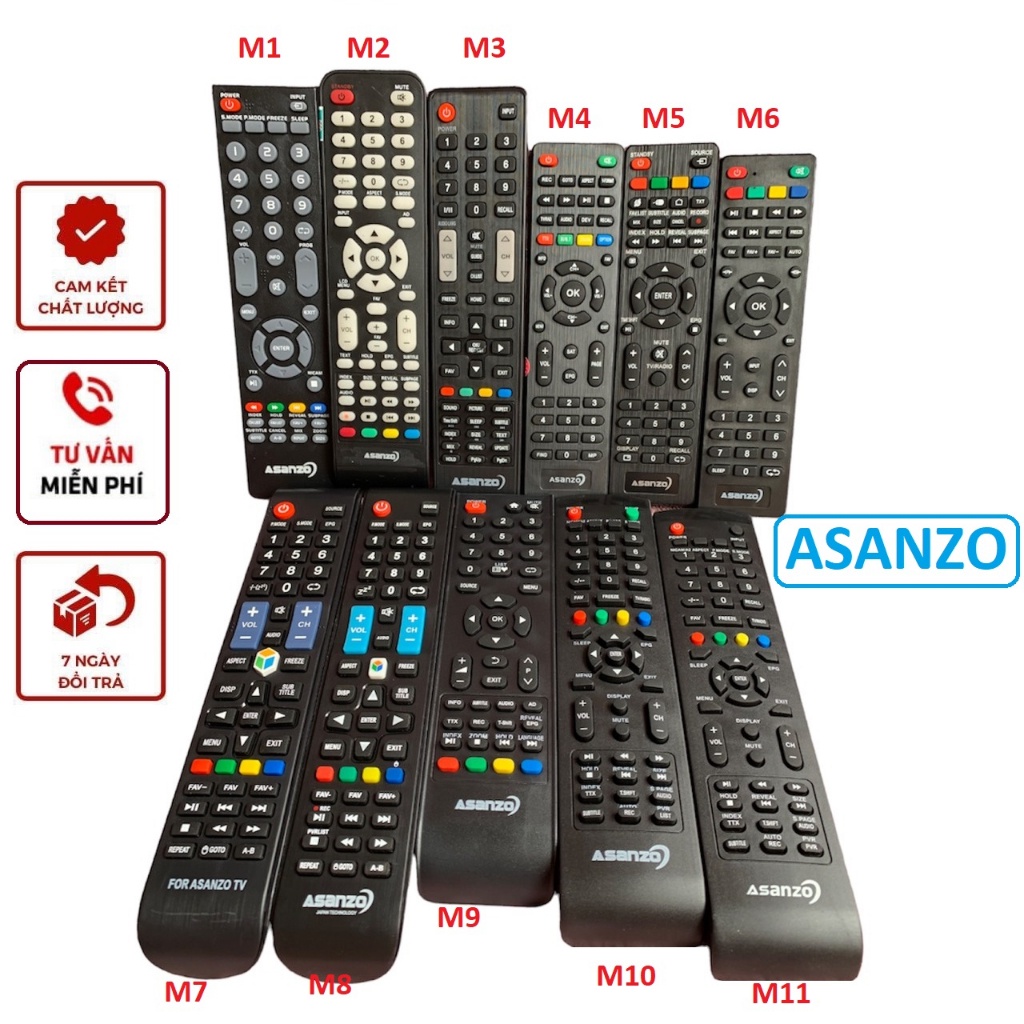 Điều khiển tivi Asanzo chính hãng các dòng tv thường, smart internet ...