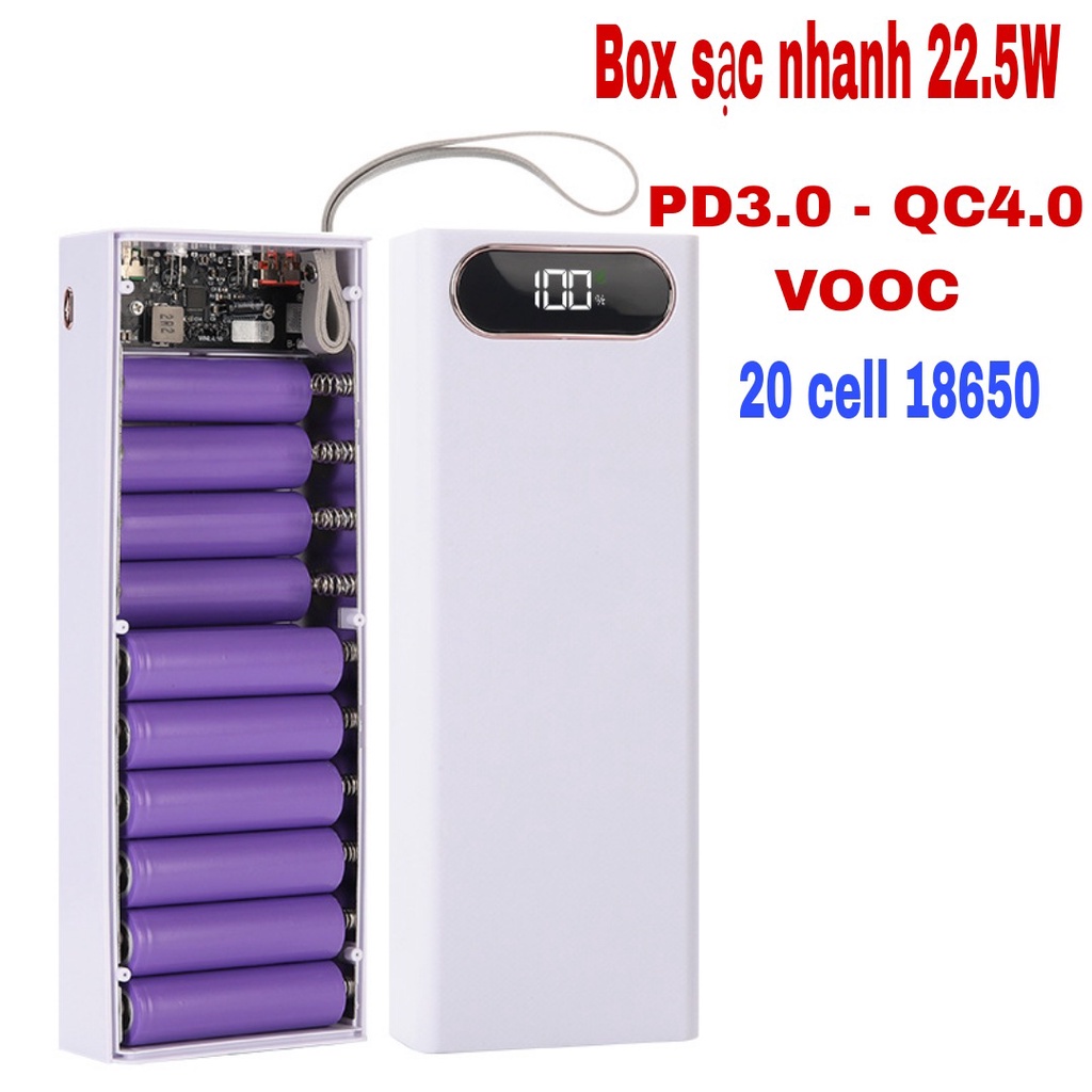 BOX SẠC NHANH 20 CELL 22.5W PPS / PD3.0 Hỗ trợ QC4.0 CHÍNH HÃNG ...